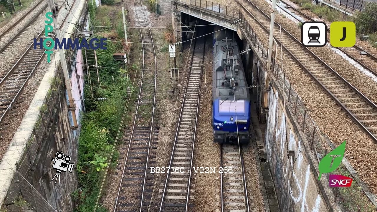 Transilien Ligne J BB27360 et VB2N 266, Train Transilien SNCF - YouTube