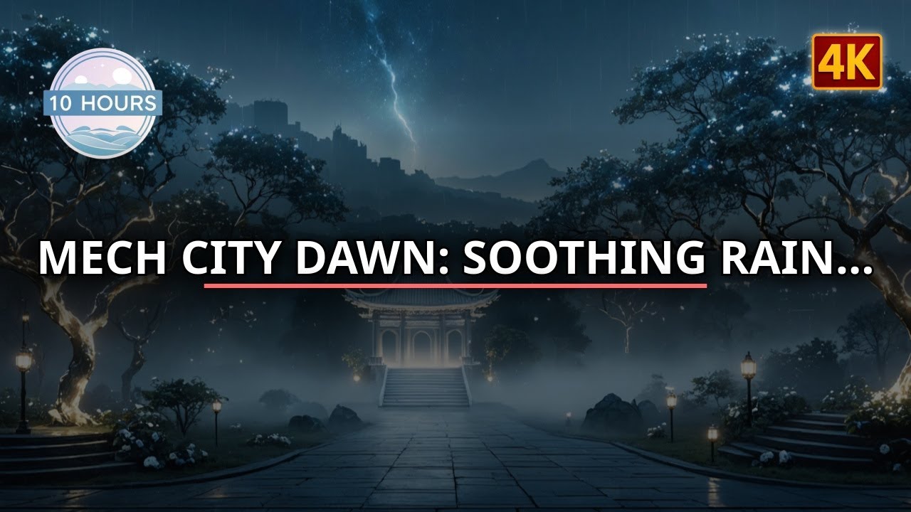 10 Hour Mech City Dawn: Soothing Rain & Mythical Creature| Deep ...