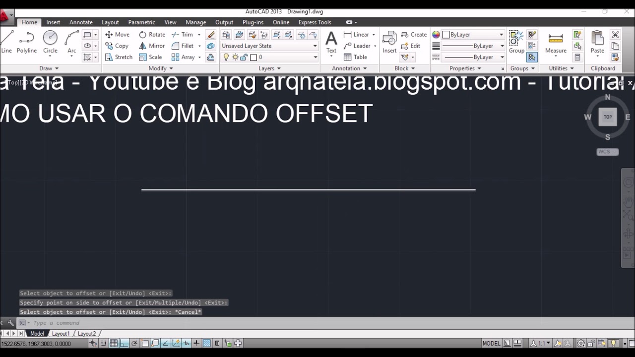 Aula 8 AutoCAD - Como usar comando offset - YouTube