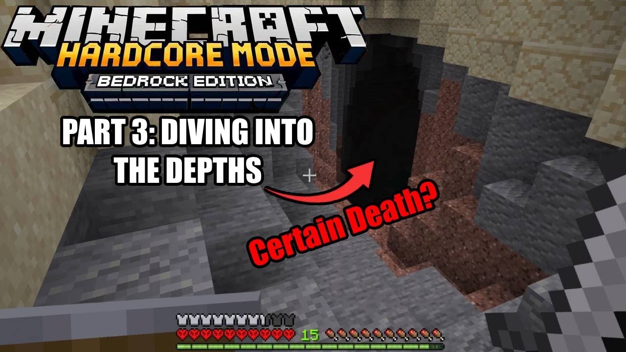 Minecraft Bedrock Hardcore Mode - Part 3: Diving Into the Depths - YouTube