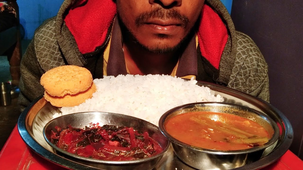 Lal Bhaji,Munga Sabji, Chawal || Eating Show || Asmr Food Video ...