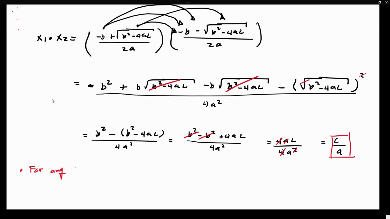 Sum and Products of Roots (Quadratic Equation) - Pre Calculus - YouTube