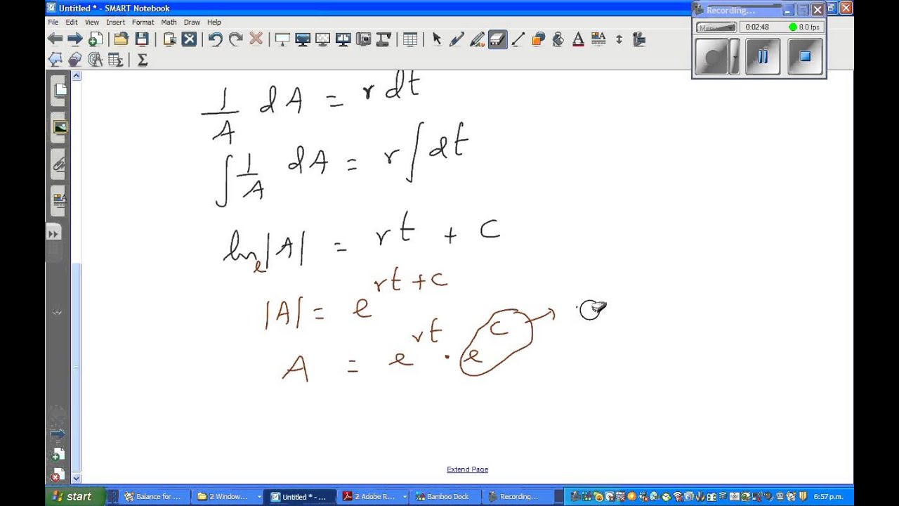Solving differential equation to calculate compound interest - YouTube