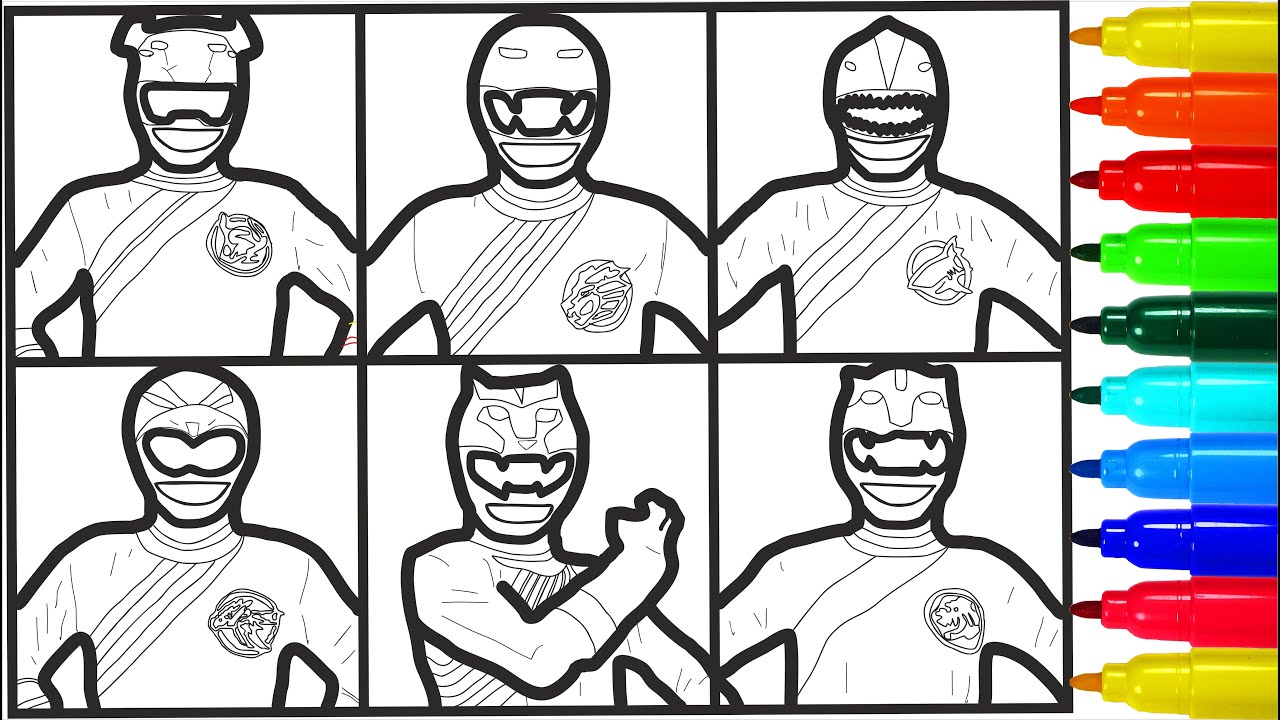 Power Rangers Faces of the Heroes Coloring Pages - YouTube
