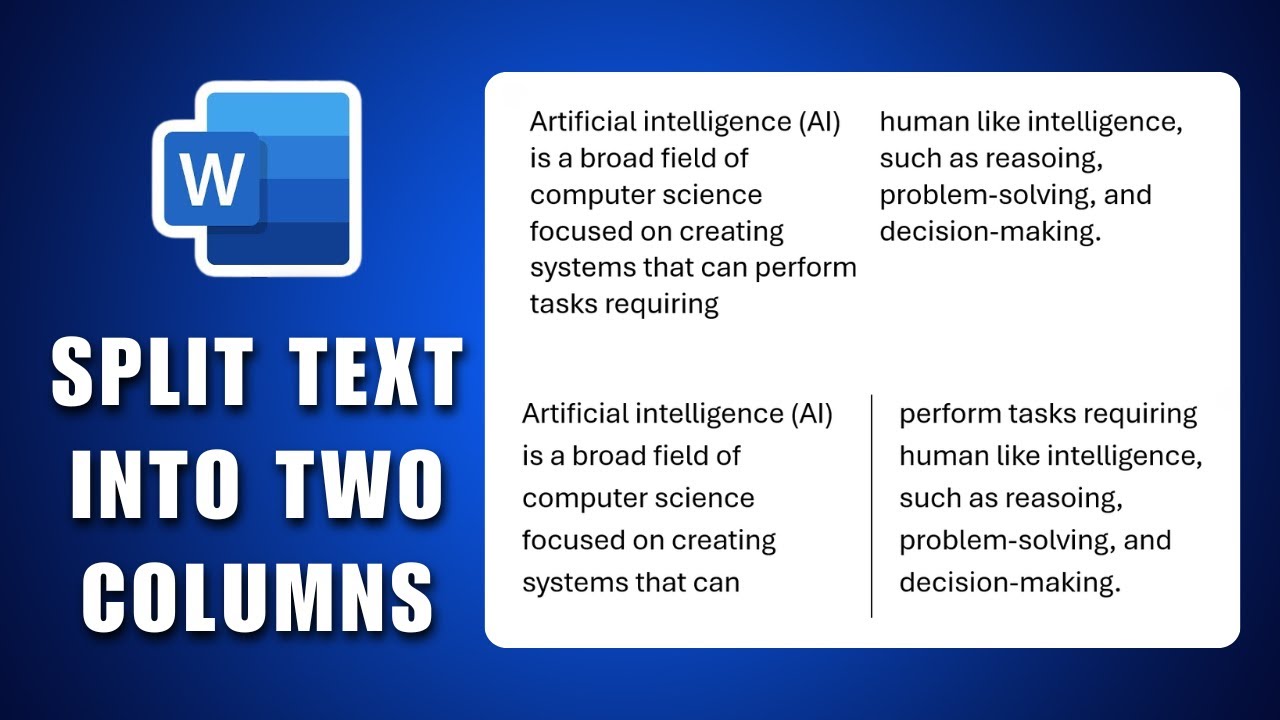 How to Split Text into 2 Columns in Word | Split a Page in Half ...