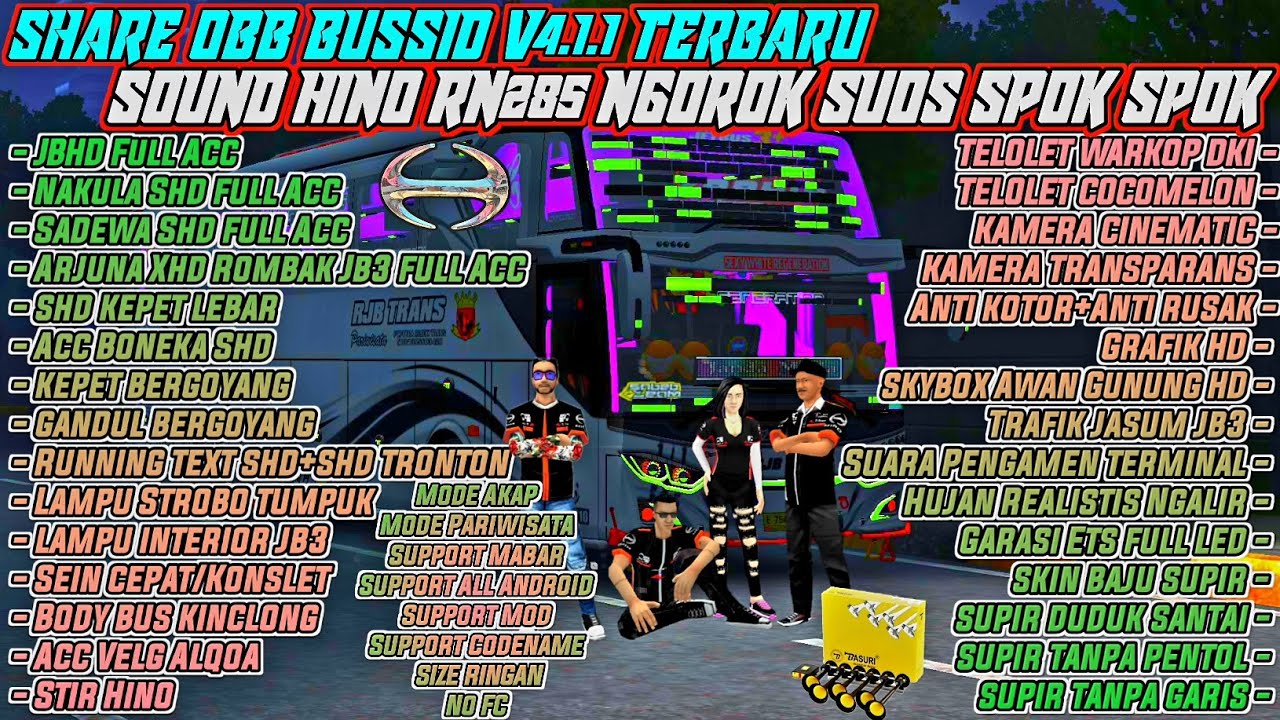 SHARE OBB BUSSID V4.1.1 TERBARU SOUND HINO RN285 NGOROK SUOS SPOK SPOK ...