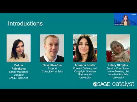 Sage Catalyst: An Introduction with Amanda Foster and Hilary Skoyles from Northumbria University ...