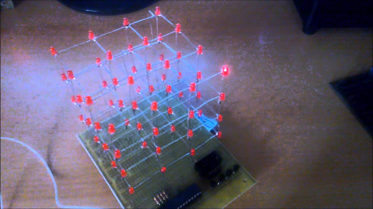 Led cube 4x4x4 - Wyświetlacz 3D - YouTube