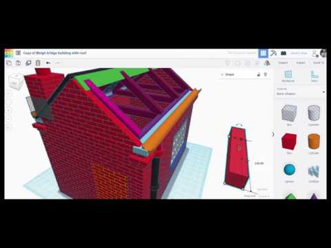 3D printed model railway building - adding roof and features - YouTube