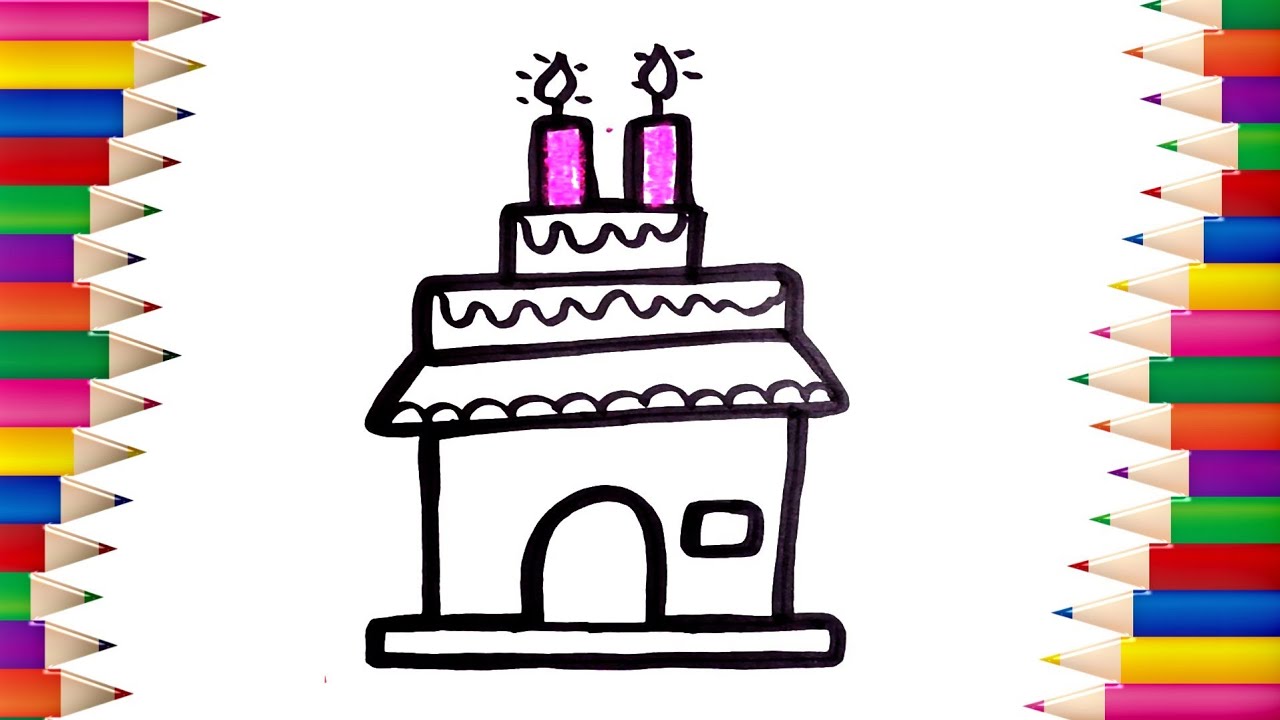 Drawing and Coloring Cake House | learning Drawing and Coloring for ...