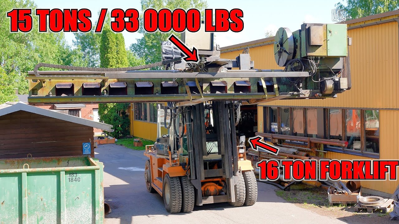 Moving Giant 30ft Lathe With Huge Forklift - YouTube