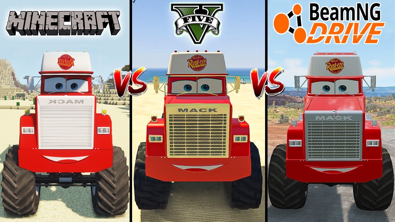 Minecraft Monster Mack Truck vs GTA 5 Monster Mack Truck vs BeamNG ...