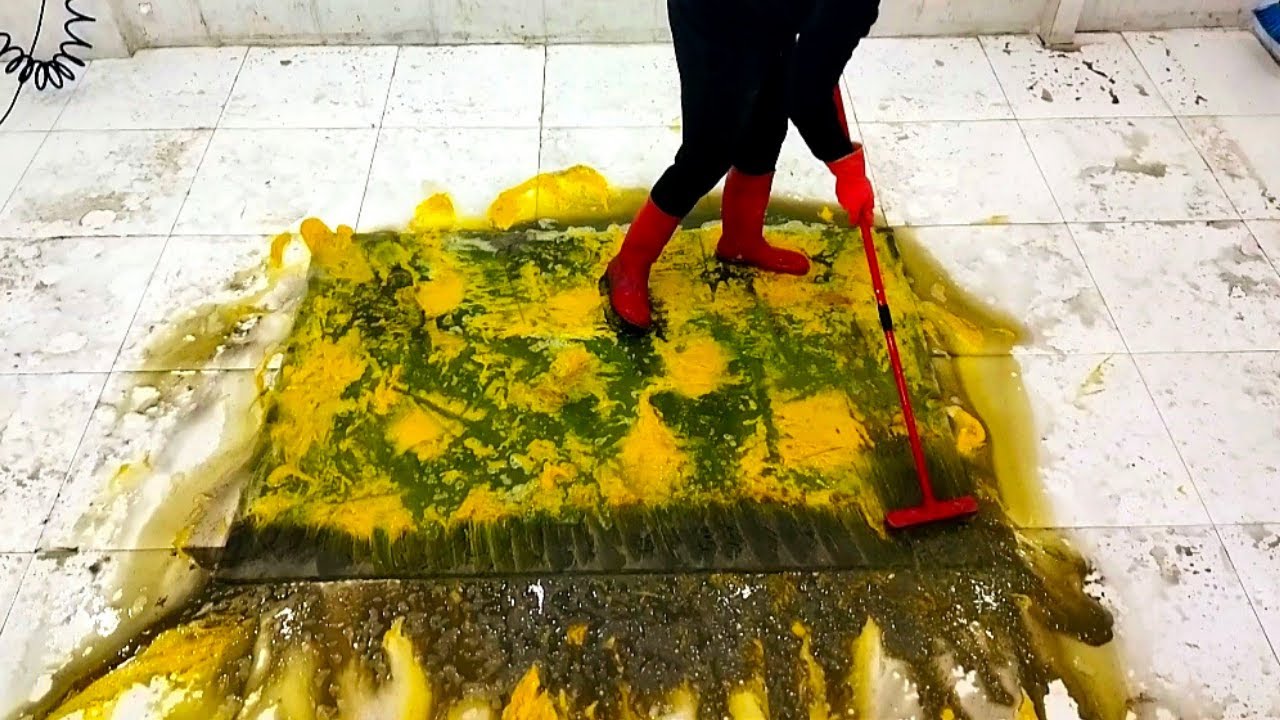 Deep cleaning with yellow substance / Rug washing ASMR - YouTube