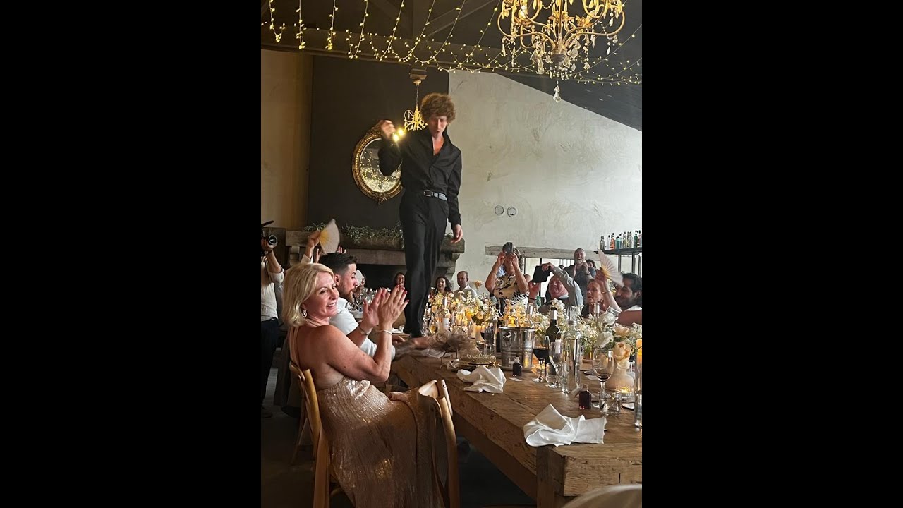Dancing on the ..... TABLE...... then practically pole dancing with the ...