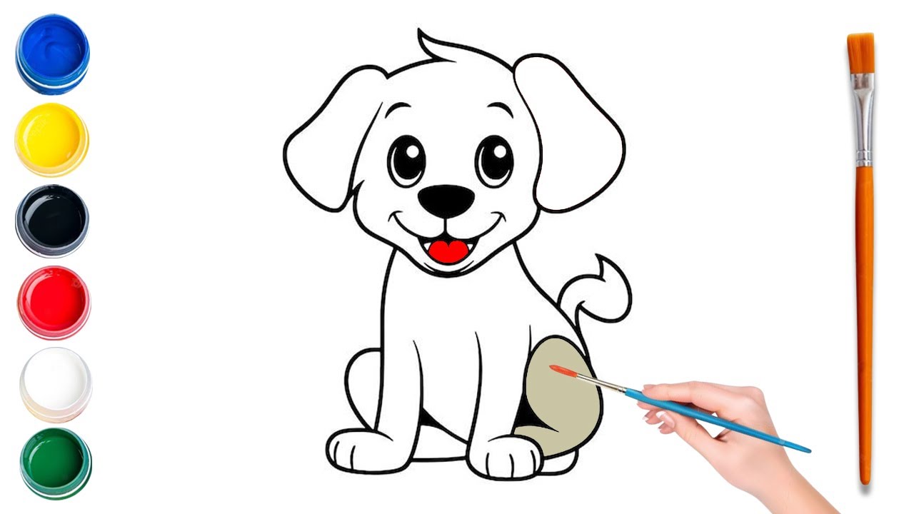 How To Draw Dog | Coloring For Kids | Step By Step - YouTube