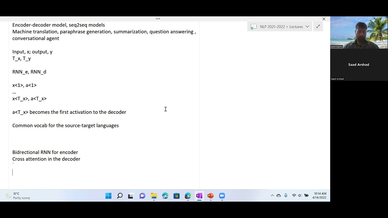 CS 5316 - NLP, Lec 24, Machine Translation, Encoder-Decoder Models - YouTube