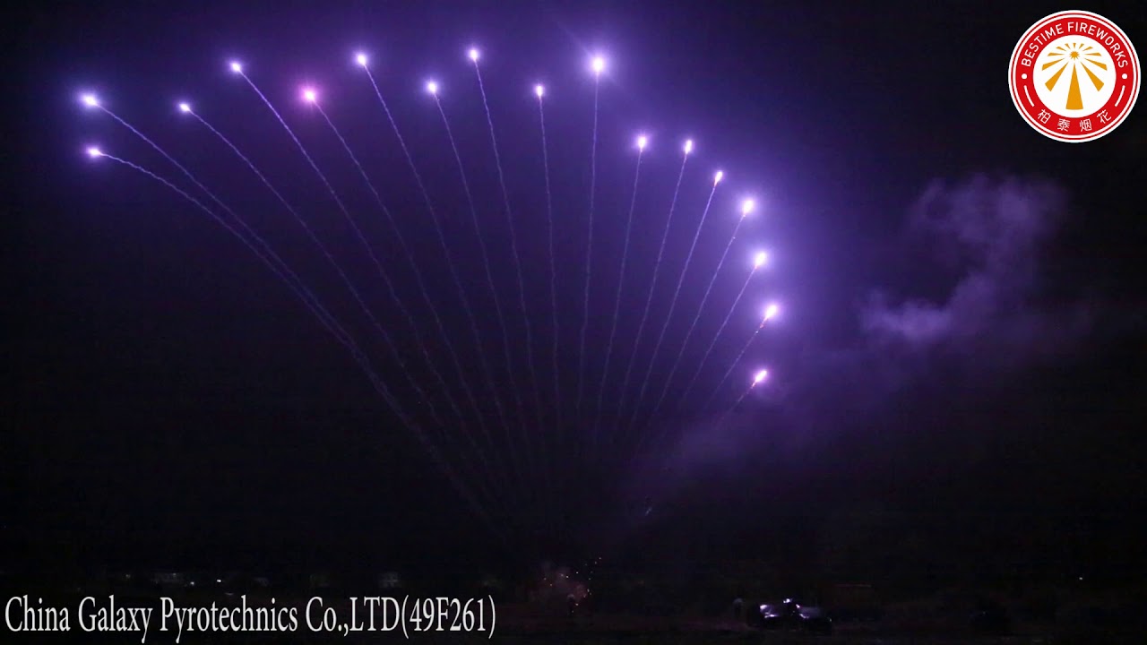 Quiet Fireworks Without Noise 17 shots 20mm Single Row BLUE TO PURPLE ...