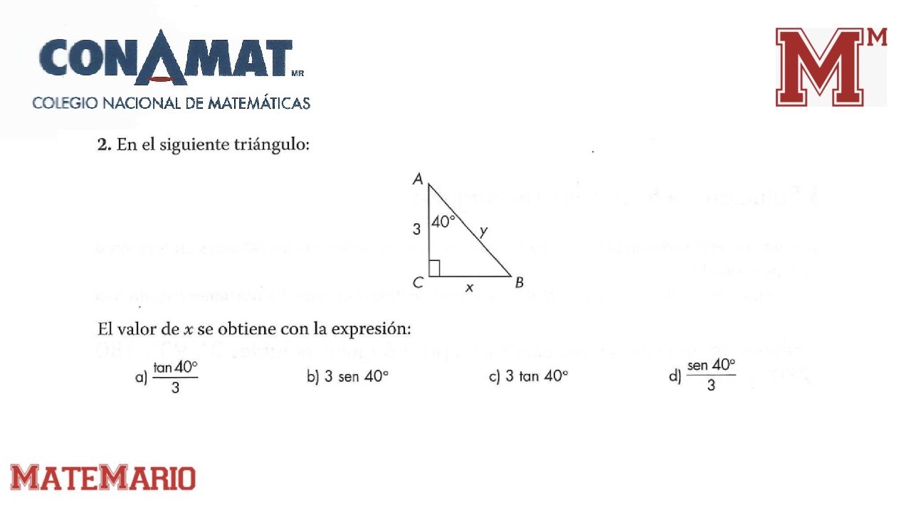 MATEM TICAS CONAMAT En El Siguiente Tri ngulo El Valor De X Se
