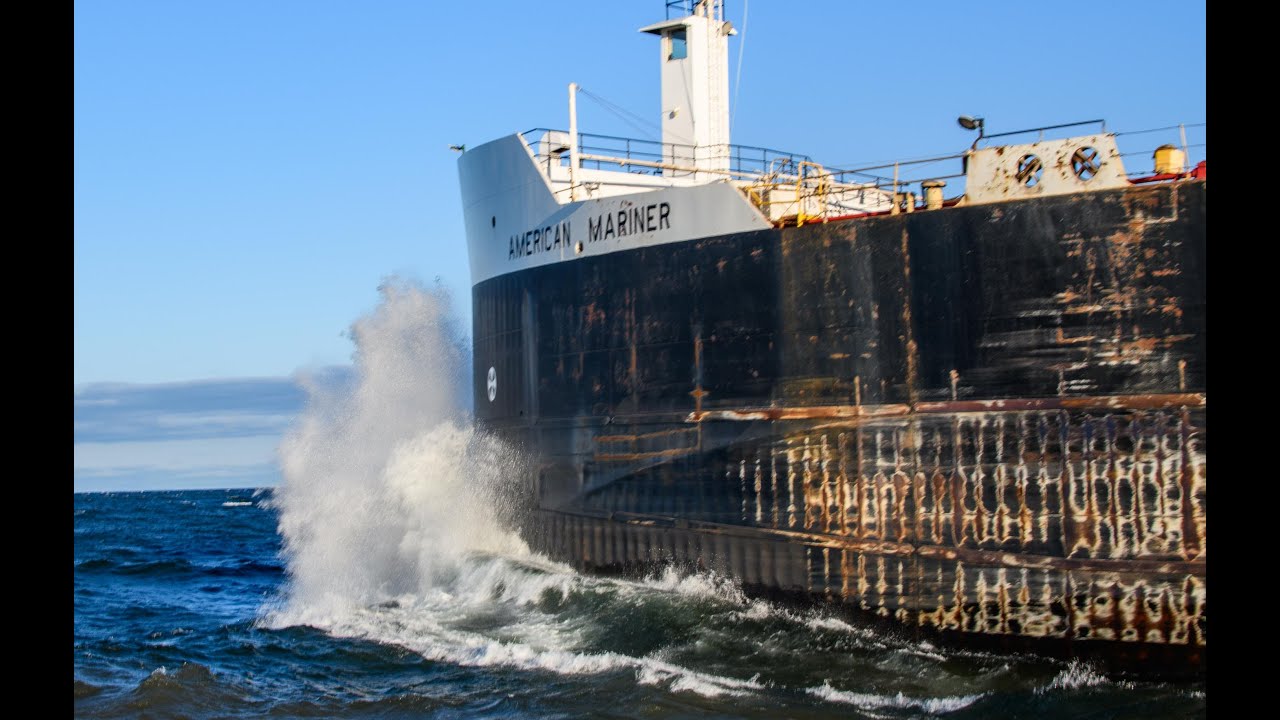The American Mariner Pushing through the Waves on their Duluth ...