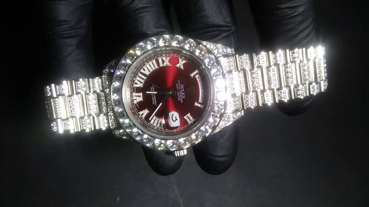 Rolex Red Face Full Bussdown Icedout $800.00 - YouTube