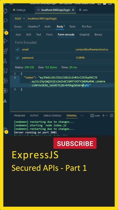 Express Js Tutorial Jwt Node Js Secured Apis Node Js Tutorial Rest Api Expressjs Shorts 