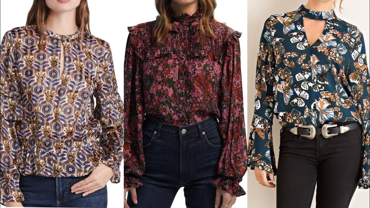 Evergreen style women casual and office wear Ruffle long sleeve smoking ...