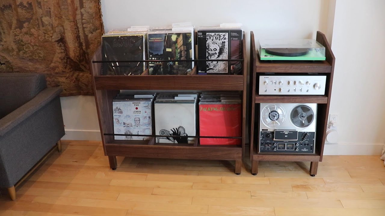 Stunning Walnut Record Turntable Stand and Record Storage Rack, Walnut ...