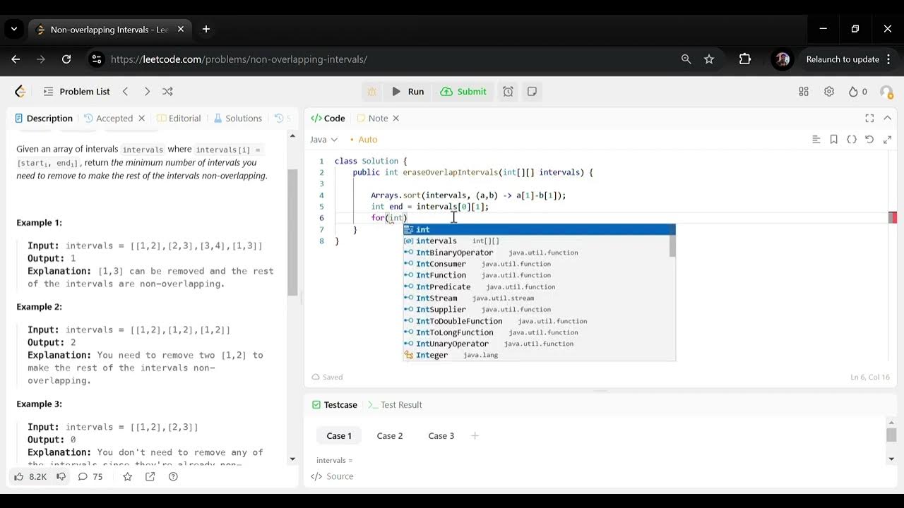 Non Overlapping Intervals Leetcode 435 Java Youtube