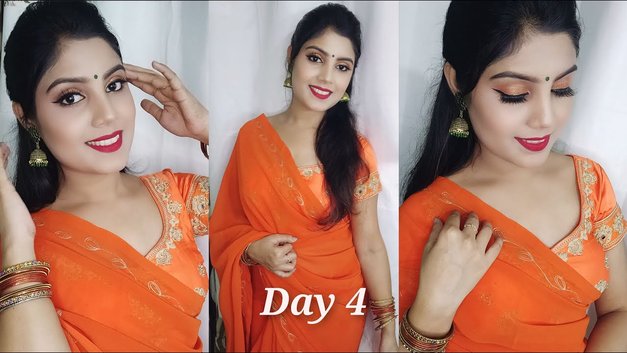 Eye Makeup With Orange Saree - Makeup Vidalondon