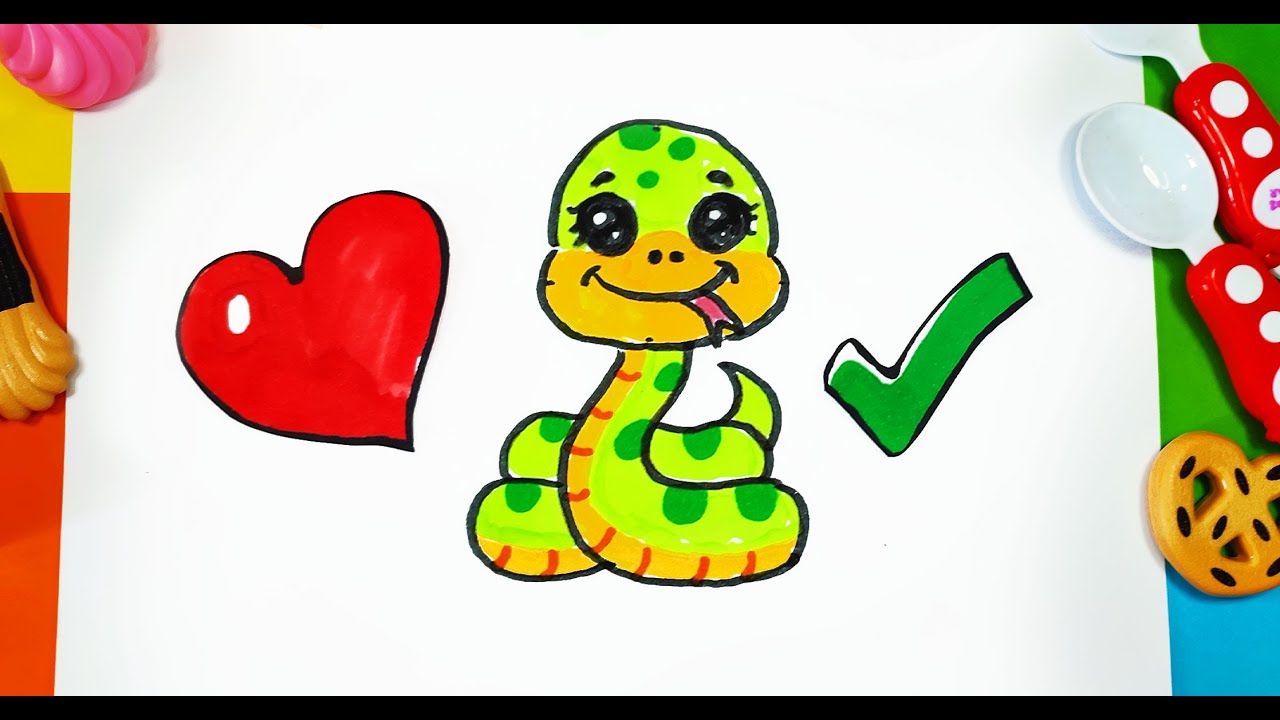 How To Draw And Color A Snake For Kids And Toddlers Easy - YouTube