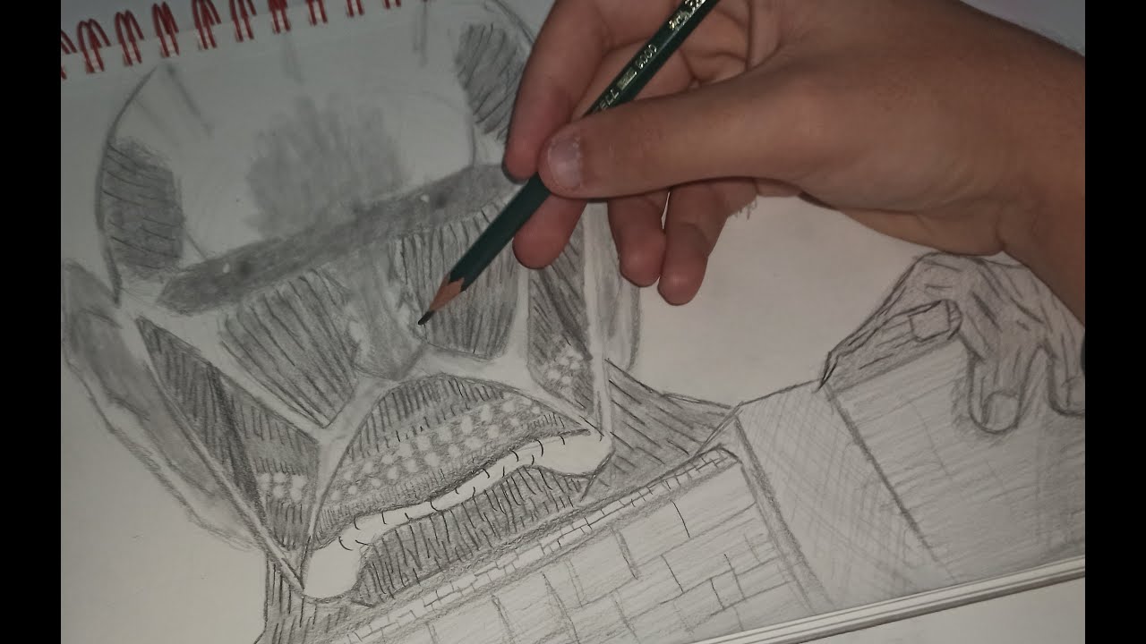 Dessin au crayon TITAN COLOSSAL attaque des titans - YouTube