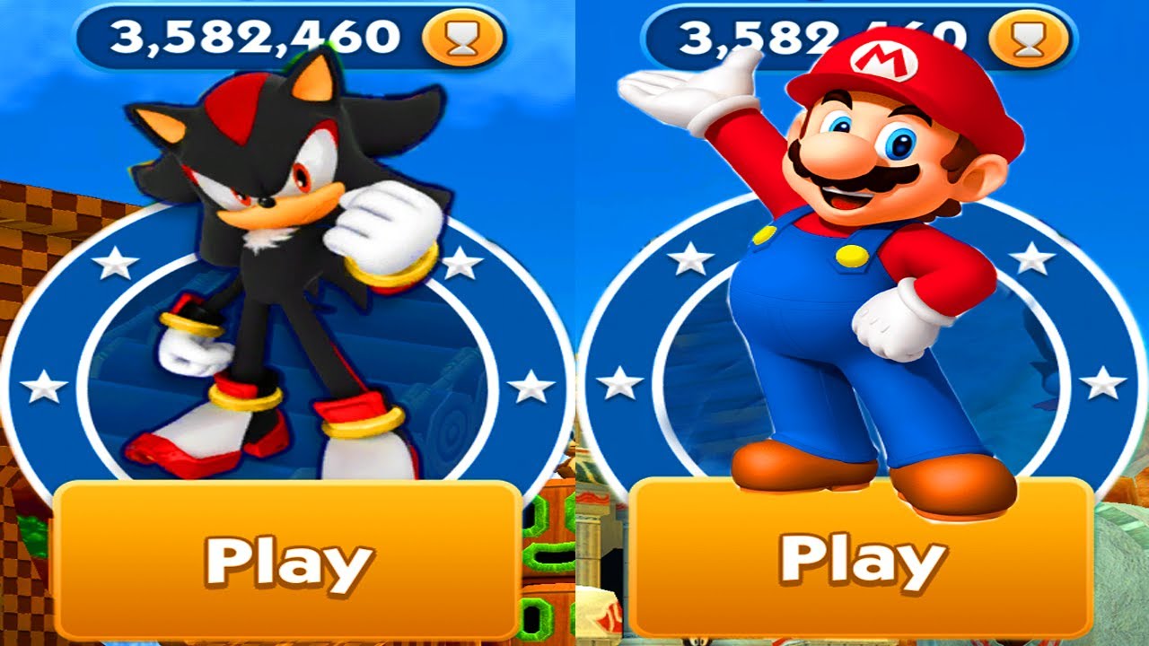 Sonic Dash vs Super Mario Run Racing Battle Gameplay - YouTube