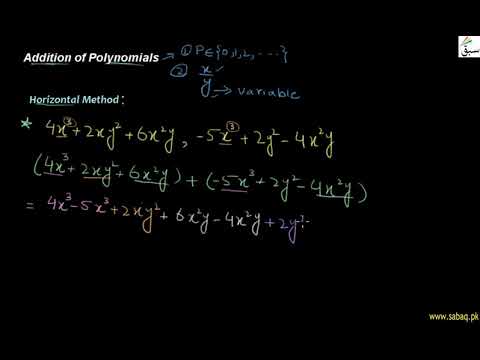 Addition of Polynomials by horizontal method, Math Lecture | Sabaq.pk - YouTube