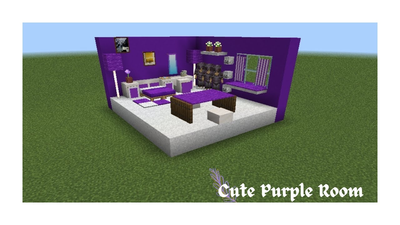 Minecraft Interior Tutorial :: Cute Purple Room💜 #41 - YouTube