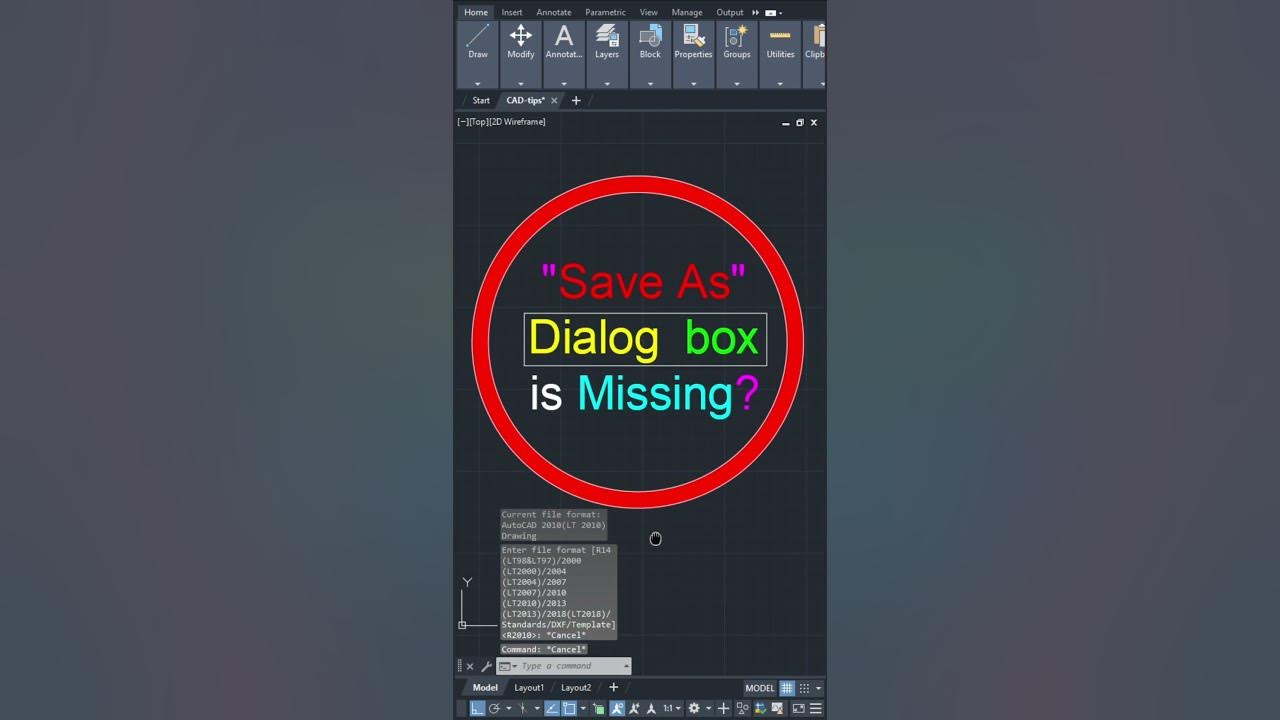 AutoCAD Tips - 23 Open Save As Dialog Box Missing #Shorts #autocad - YouTube