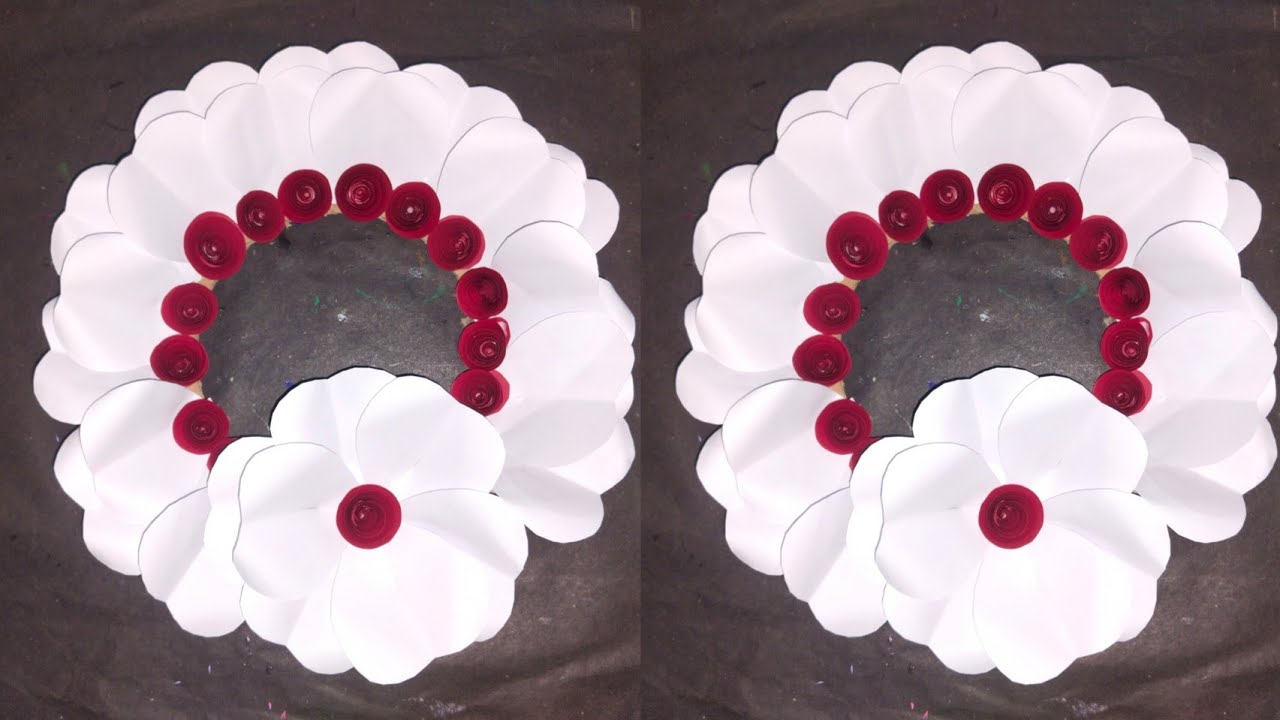 Beautiful white paper craft/A4 size white paper flower wall hanging ...