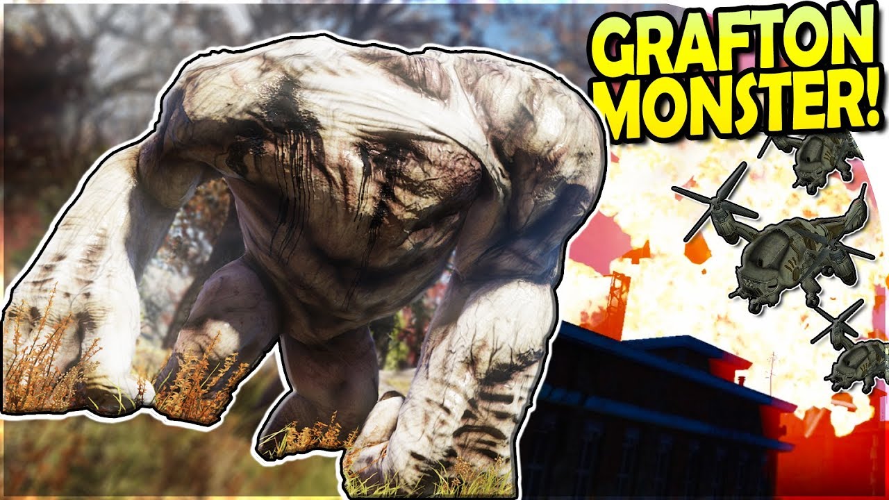 GRAFTON MONSTER BOSS + Triple VERTIBIRD Battle - Fallout 76 Beta ...