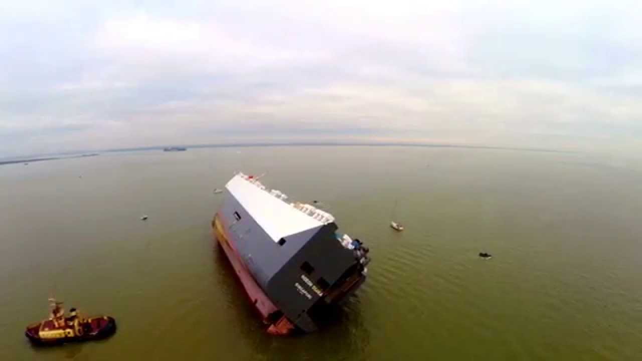 Hoegh Osaka - Aerial Footage of Beached Cargo Vessel Currently Aground ...