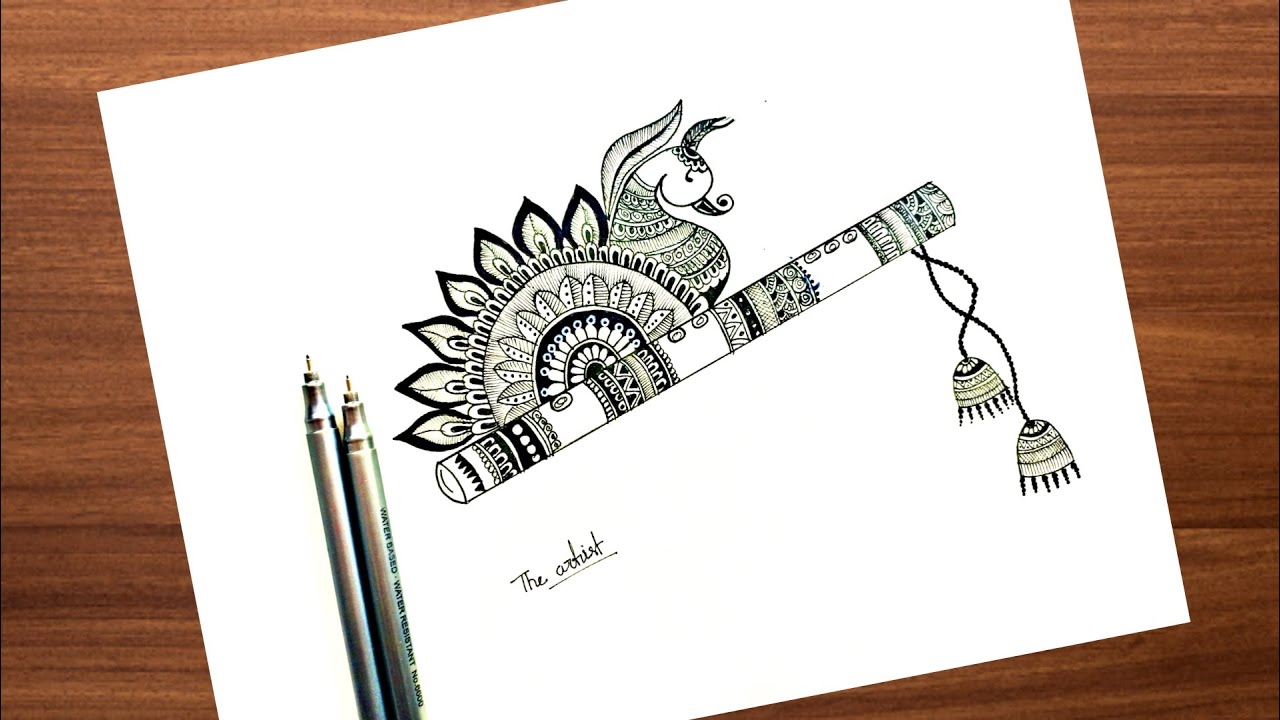 Flute Mandala art for beginners | Flute Mandala Art | Step by step # ...