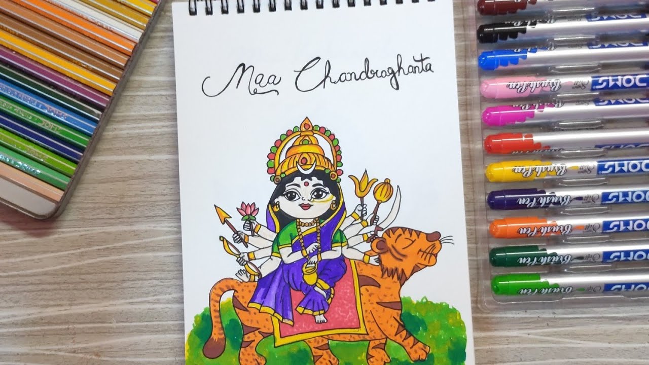 Maa Chandraghanta Drawing|How to Draw Maa Chandraghanta Drawing 🙏 - YouTube