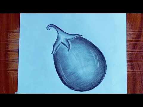 बैगन‌ का चि‌त्र कैसे बनाये ll How to draw easy drawing step by step 😁 ...