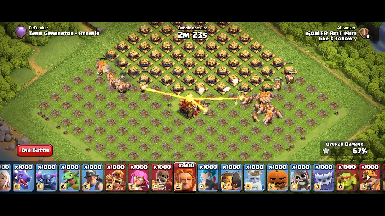 Full village of Max Builder Base double cannons vs Max Super Giants ...