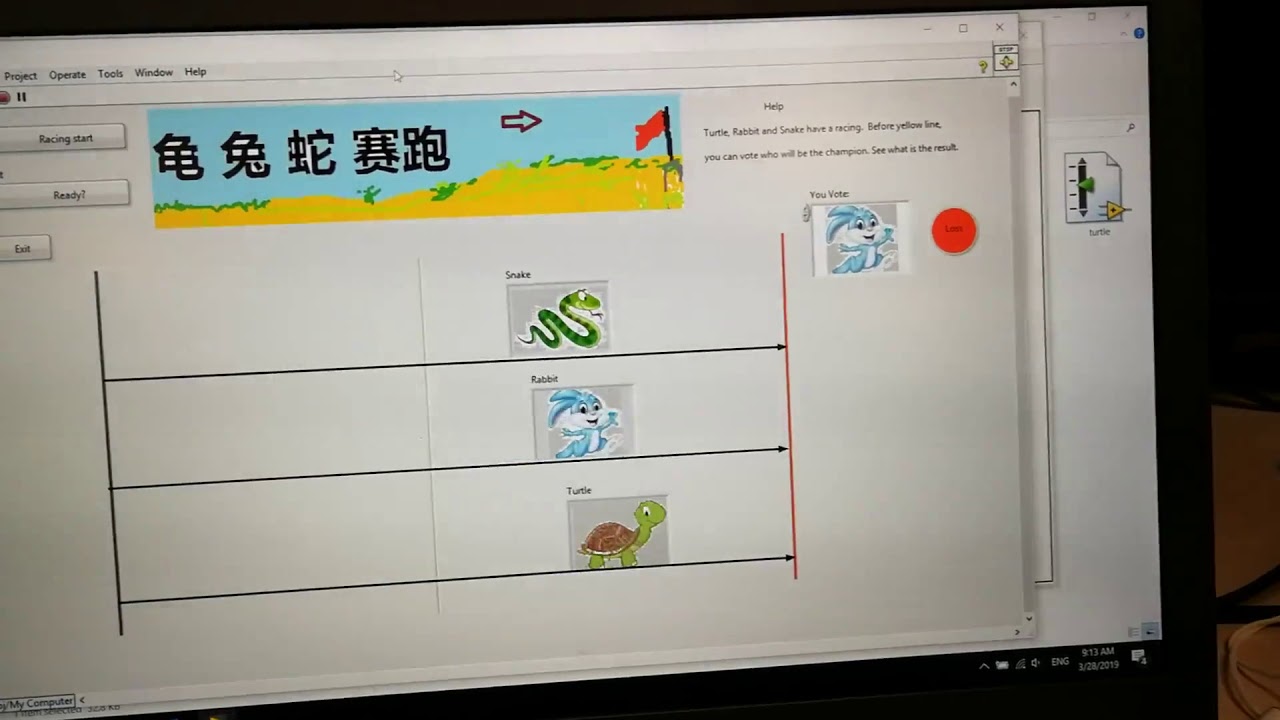 LabVIEW programming a game of racing - YouTube
