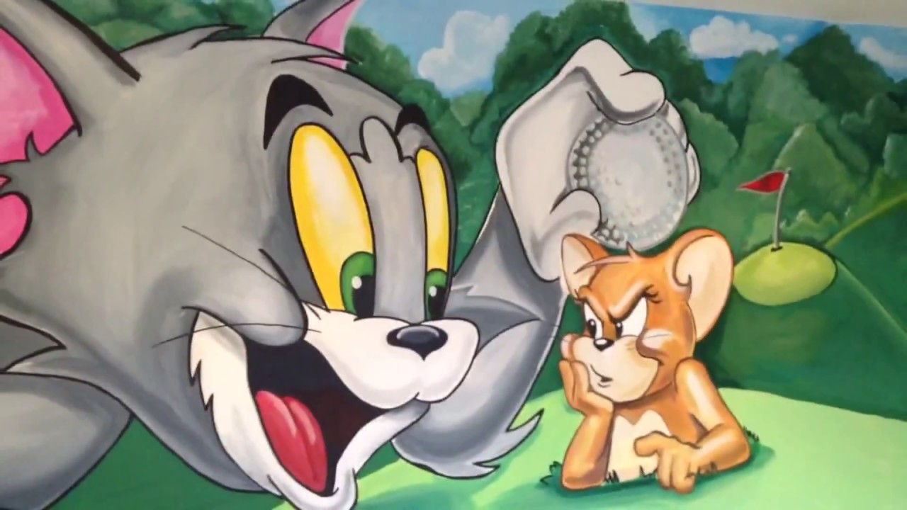 Tom and Jerry golf mural by drews wonder walls - YouTube