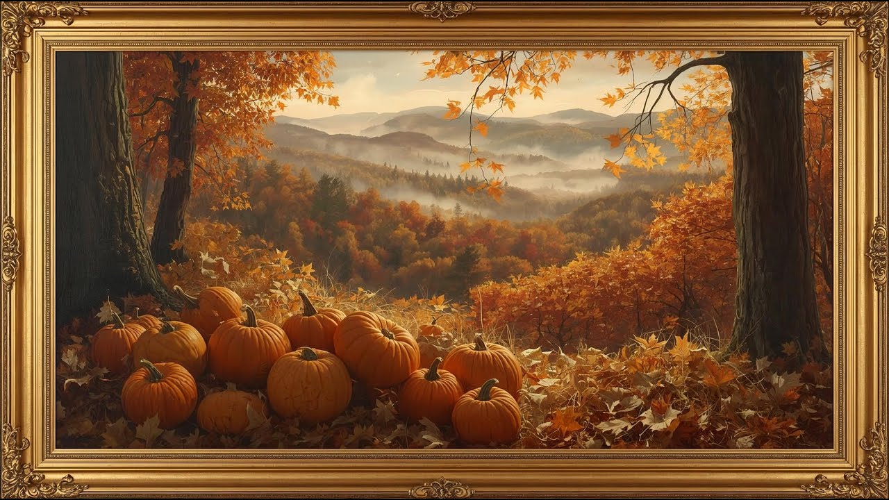Autumn Pumpkin Landscape in 4K | Cozy Fall Oil Painting Wall Art & TV ...