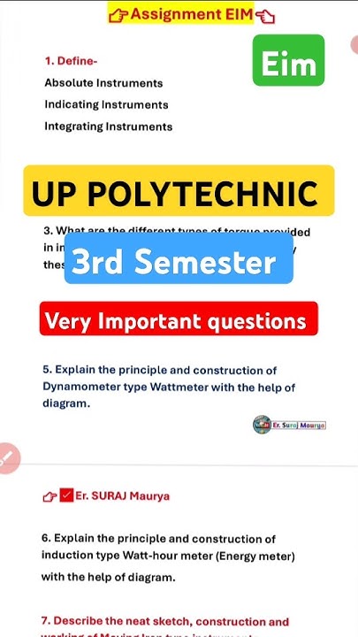 POLYTECHNIC 3rd Semester Eim important questions / Electrical Instrument and measurement - YouTube