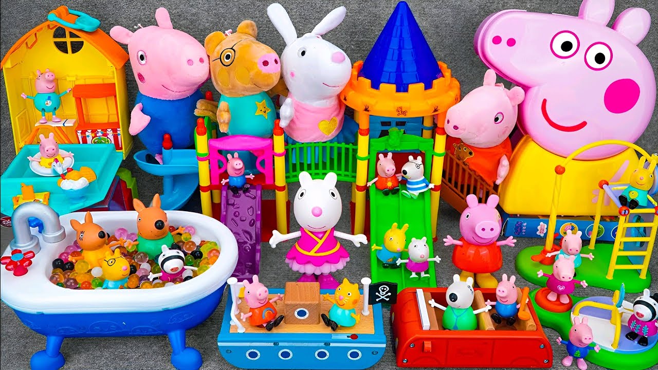 9 Minutes Satisfying Cute Peppa Pig Swimming Pool Toys Collection ASMR ...