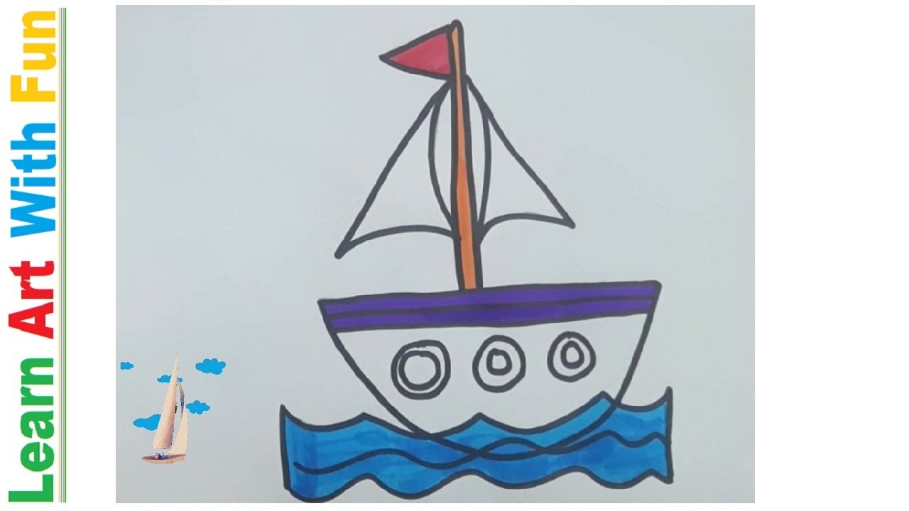 boat drawing | How to draw a Boat | draw and color with me | easy boat ...