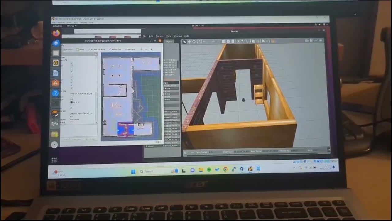 Robot moving through an indoor environment with SLAM (gmapping + ROS) - YouTube