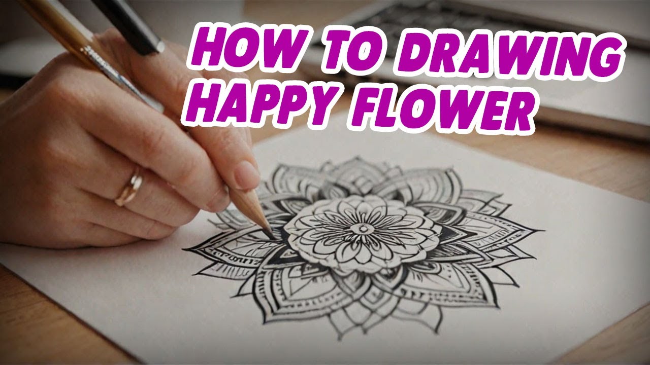 How to Draw Happy Flower Painting and Coloring for Kids Draw Flower ...